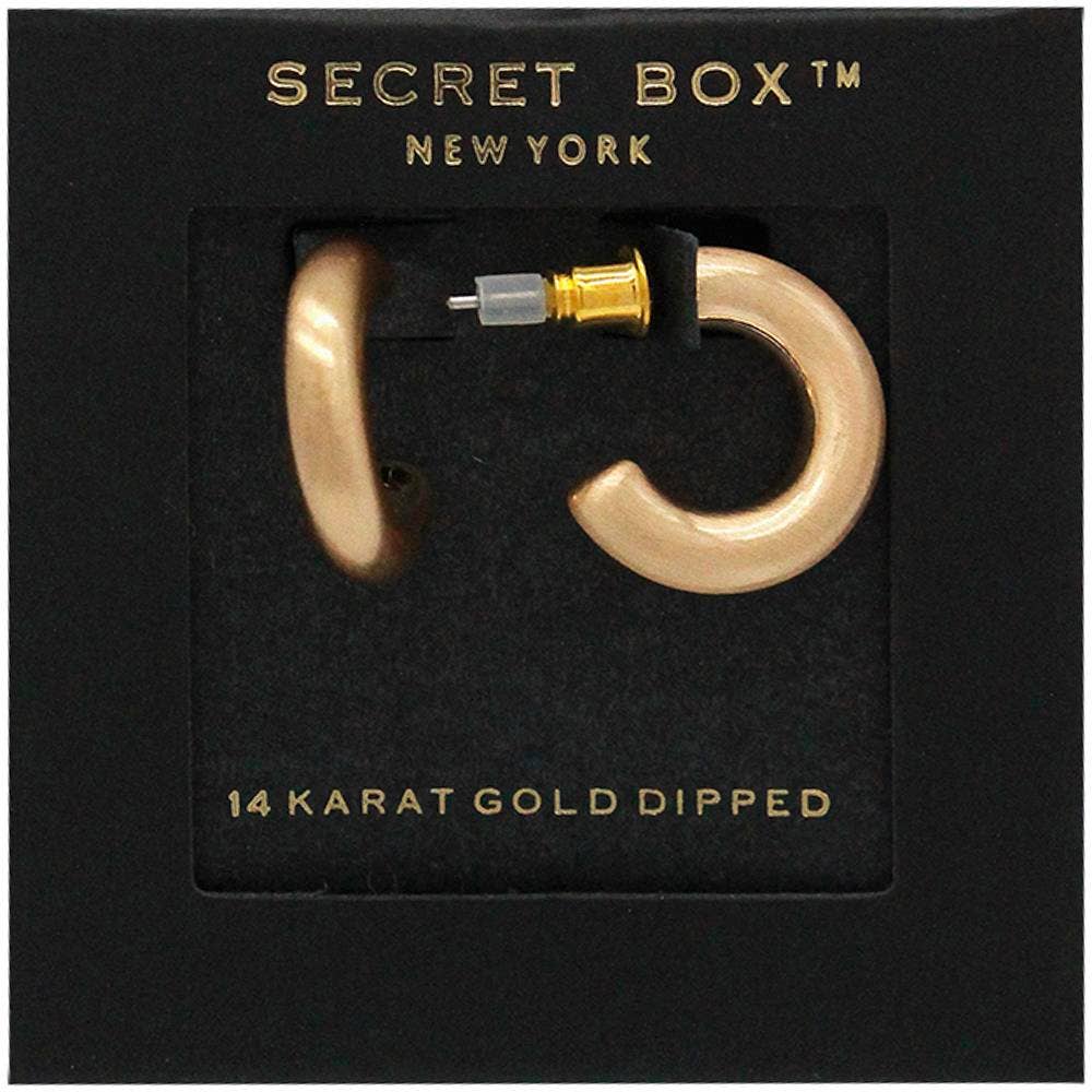 SECRET BOX 14K GOLD DIPPED BRUSHED HOOP LARGE 2 – The Hidden Closet